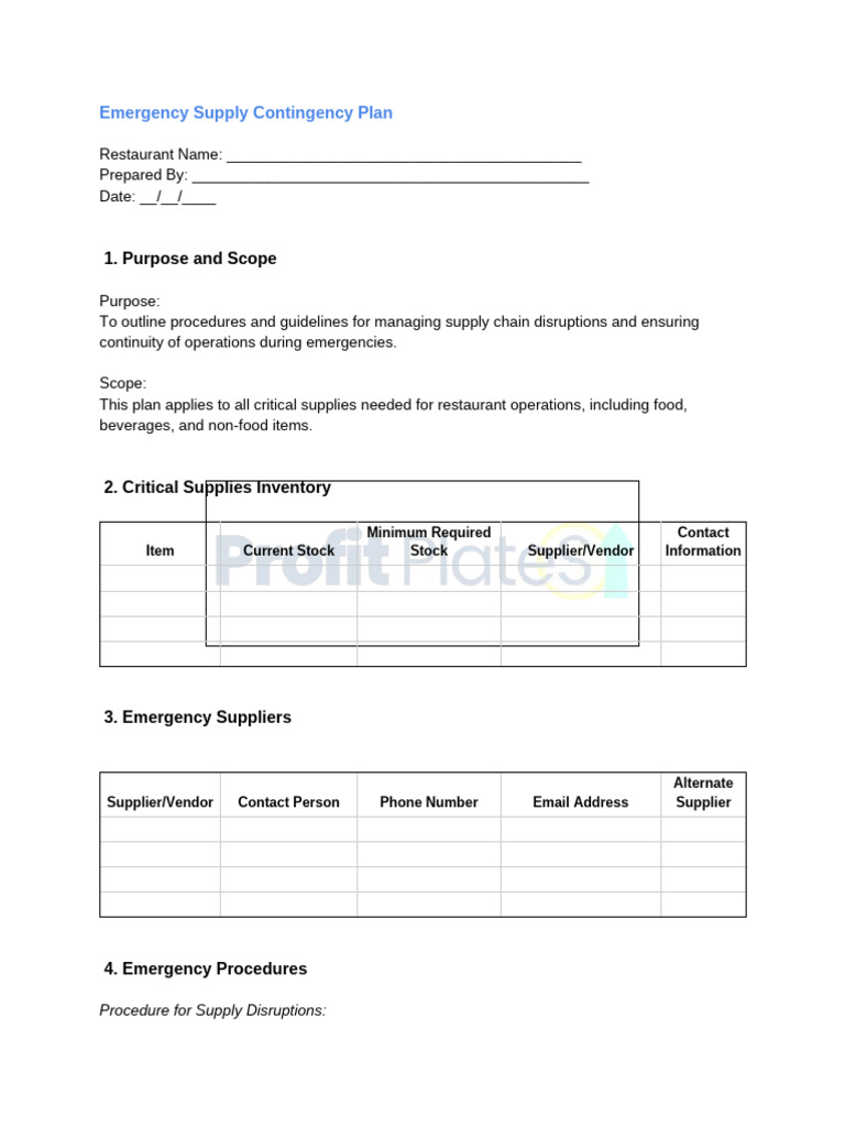 Emergency Supply Contingency Plan | PDF | Supply Chain | Emergency