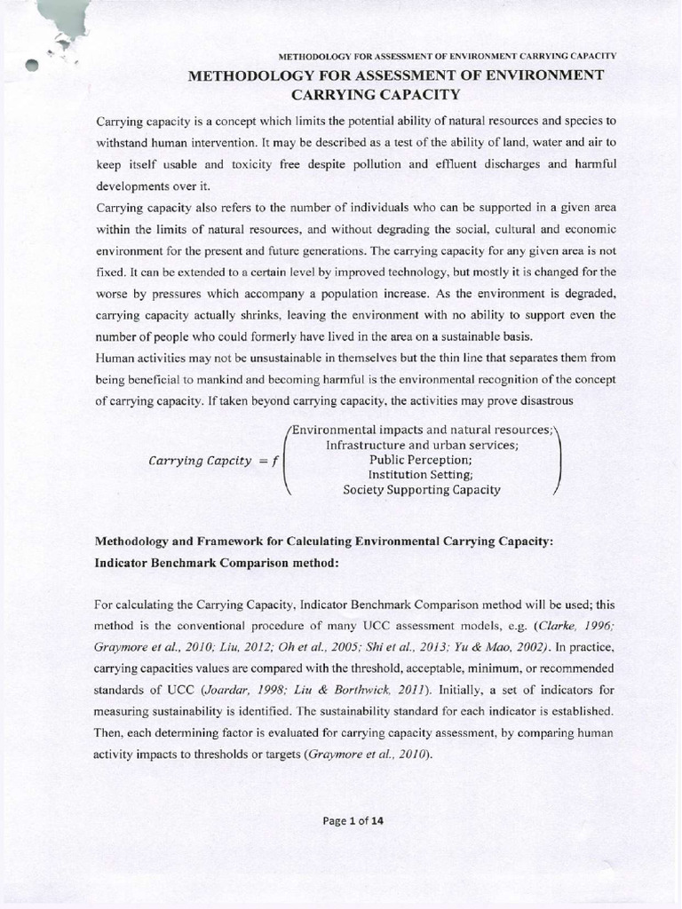 Carrying Capacity - Methodology | PDF