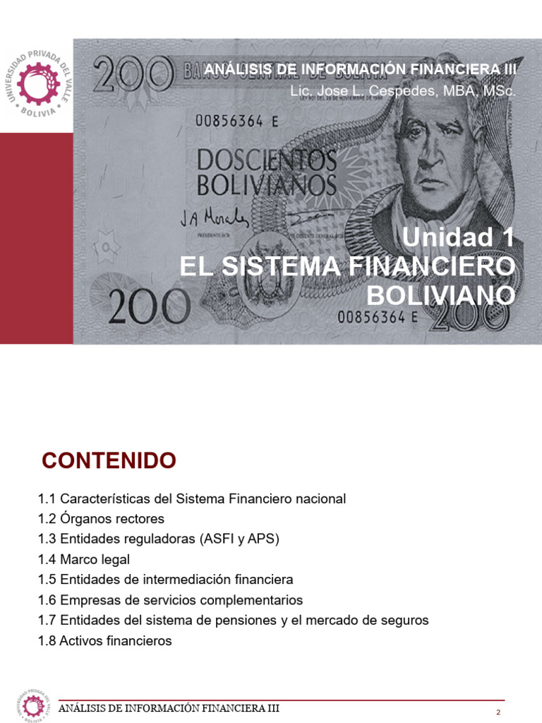 El Sistema Financiero en Bolivia | PDF | Sistema financiero | Seguro