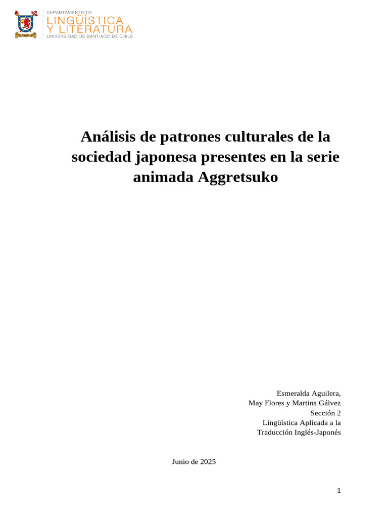 Patrones culturales en Aggretsuko | PDF