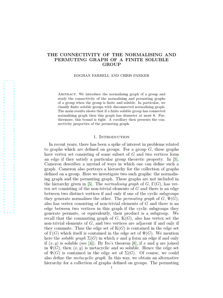 The Connectivity of The Normalising and Permuting Graph of A Finite ...
