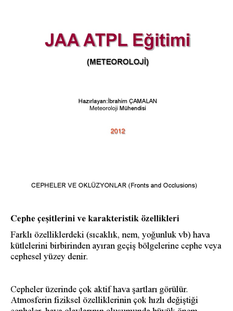 17 Fronts and Occlusions - Ibrahim CAMALAN | PDF