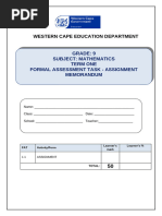 Grade 9 Maths Term 1 Assignment Memo | PDF | Mathematics | Arithmetic