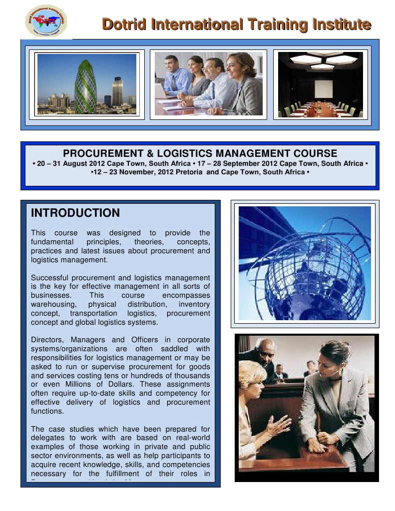 Course Outline - Procurement and Logistics Management - 2012 | PDF ...