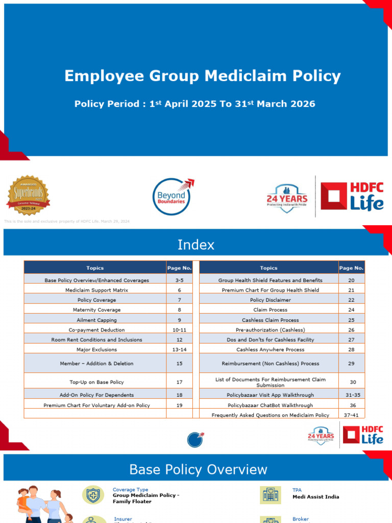 Employee Group Mediclaim Policy: Policy Period: 1 April 2025 To 31 ...