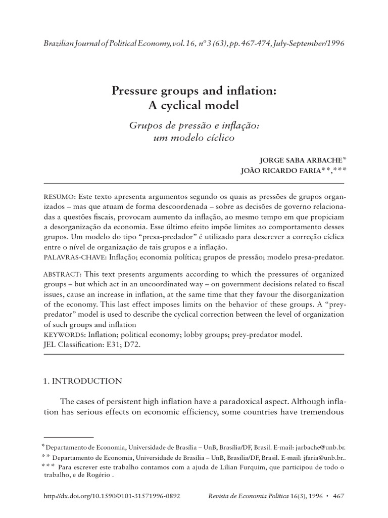 Pressure Groups and Inflation - A Cyclical Model | PDF | Inflation ...