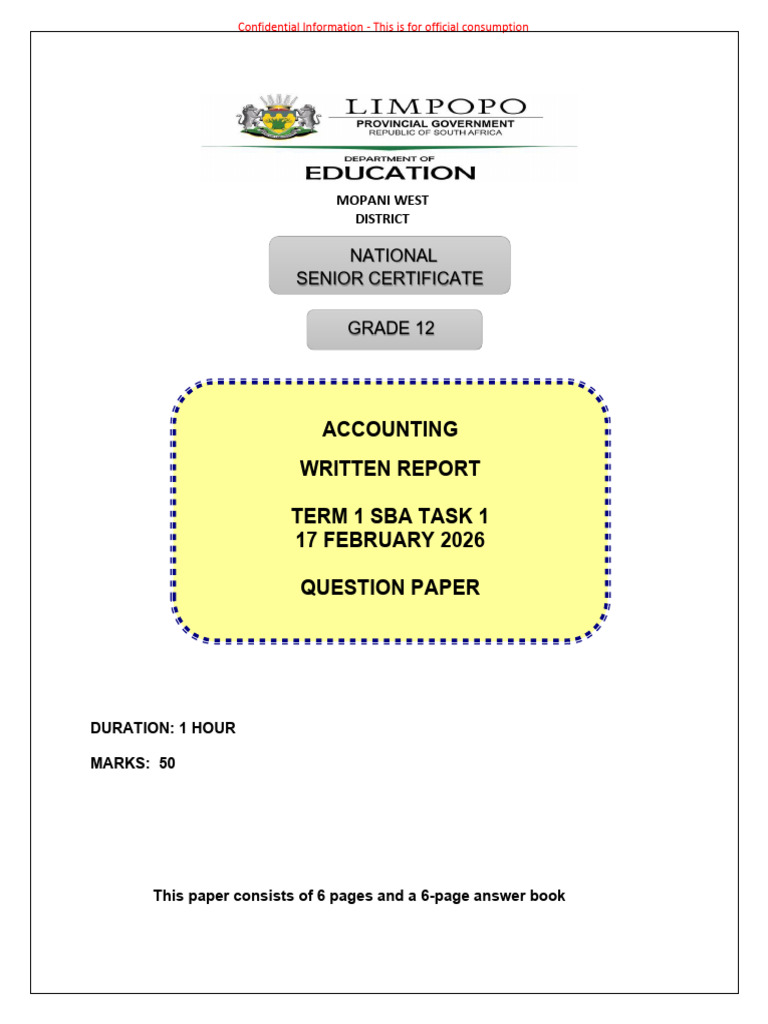 Accn Grade 12 Written Report QP 17 February 2026 | PDF | Audit | Dividend