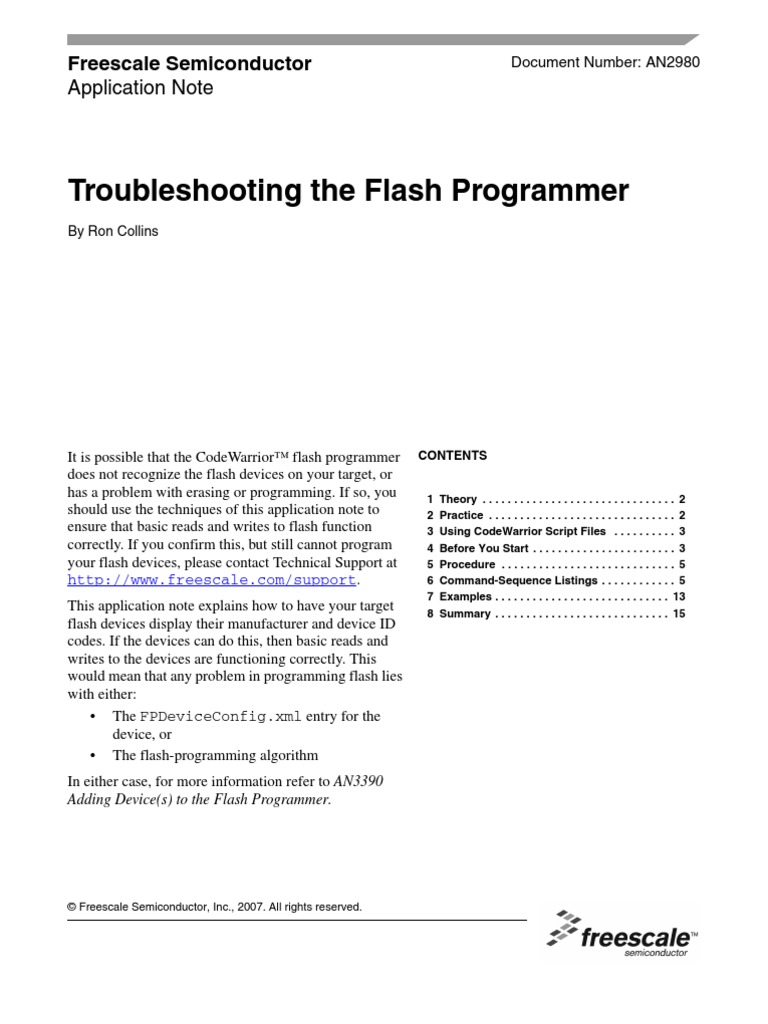 Troubleshooting The Flash Programmer: Application Note | PDF | Flash ...