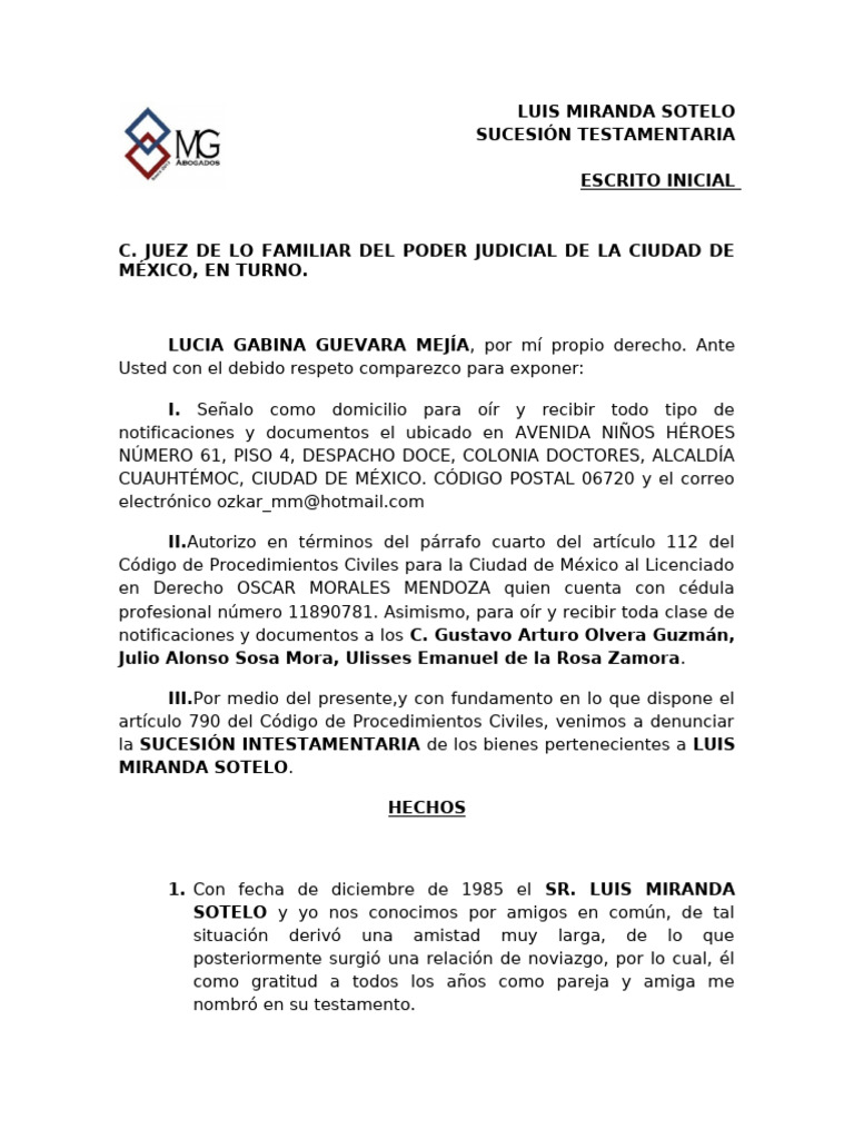 INTESTAMENTARIO GABINA | PDF | Ley común | Derecho Civil (Common Law)
