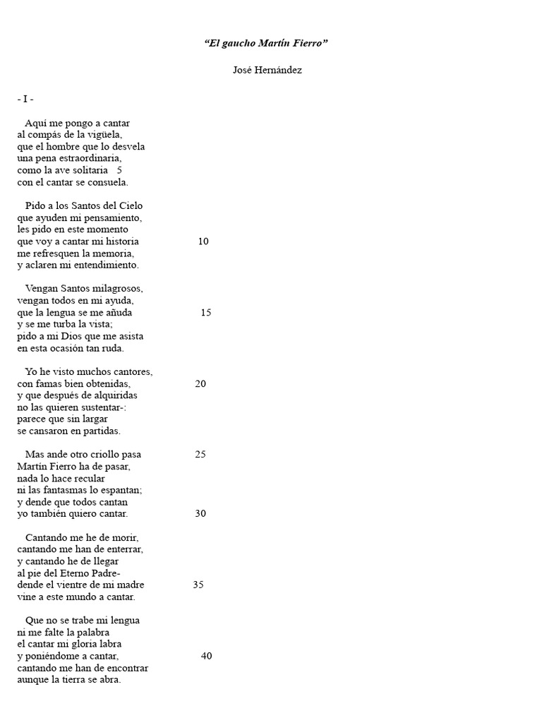 Canto I Martin Fierro | PDF