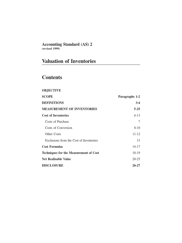 Valuation of Inventories: Accounting Standard (AS) 2 | PDF