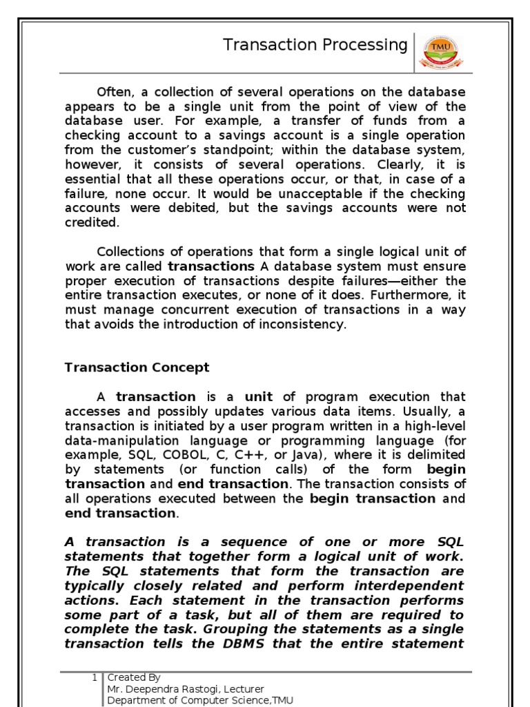 Transaction | PDF | Database Transaction | Acid