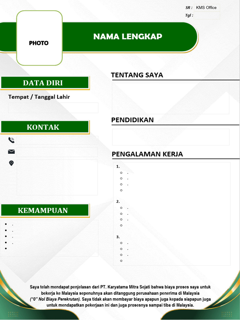 Template Daftar Riwayat Hidup Template Kms Office | PDF