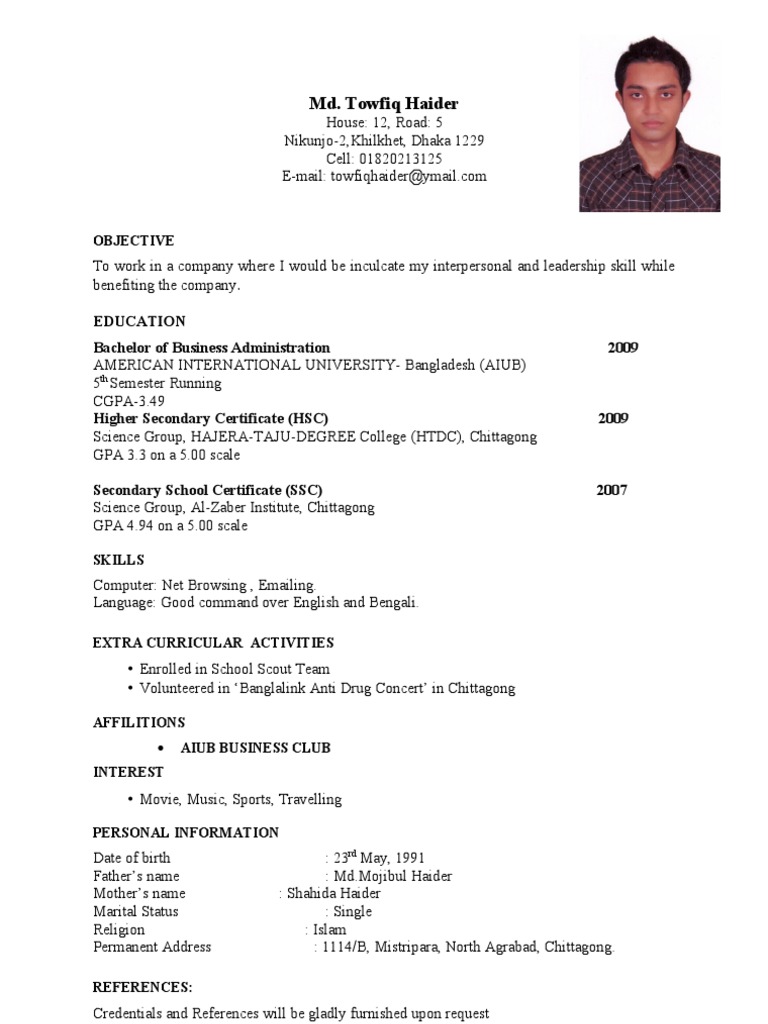 Savemoon: Md. Towfiq Haider's CV | PDF