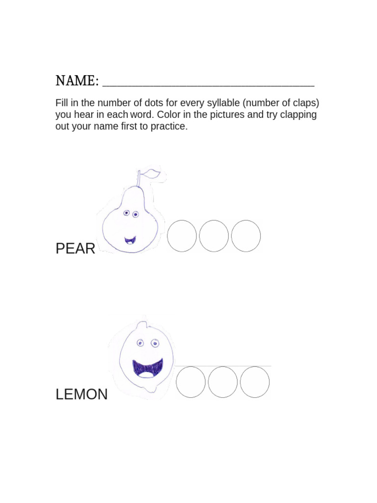 Vegetable Syllables | PDF