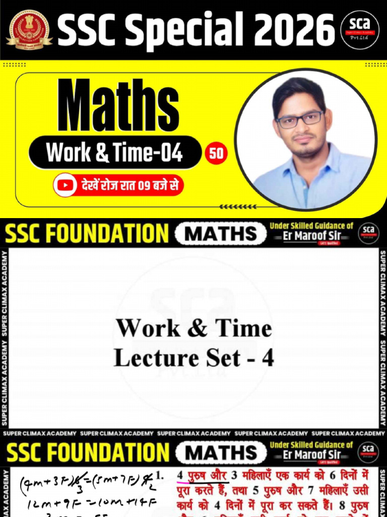 SSC Special 2026 Maths Work & Time 04 by Rishi Sir Sca | PDF