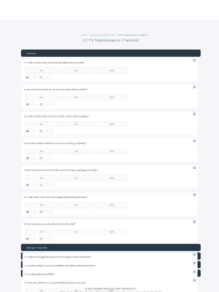 GoAudits - CCTV Maintenance Checklist (Sample) | PDF