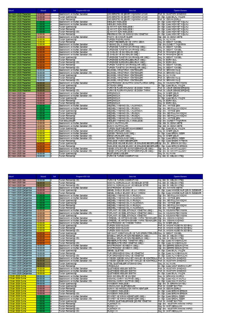 2025 2026 Guz Donemi Final Sinav Programi | PDF