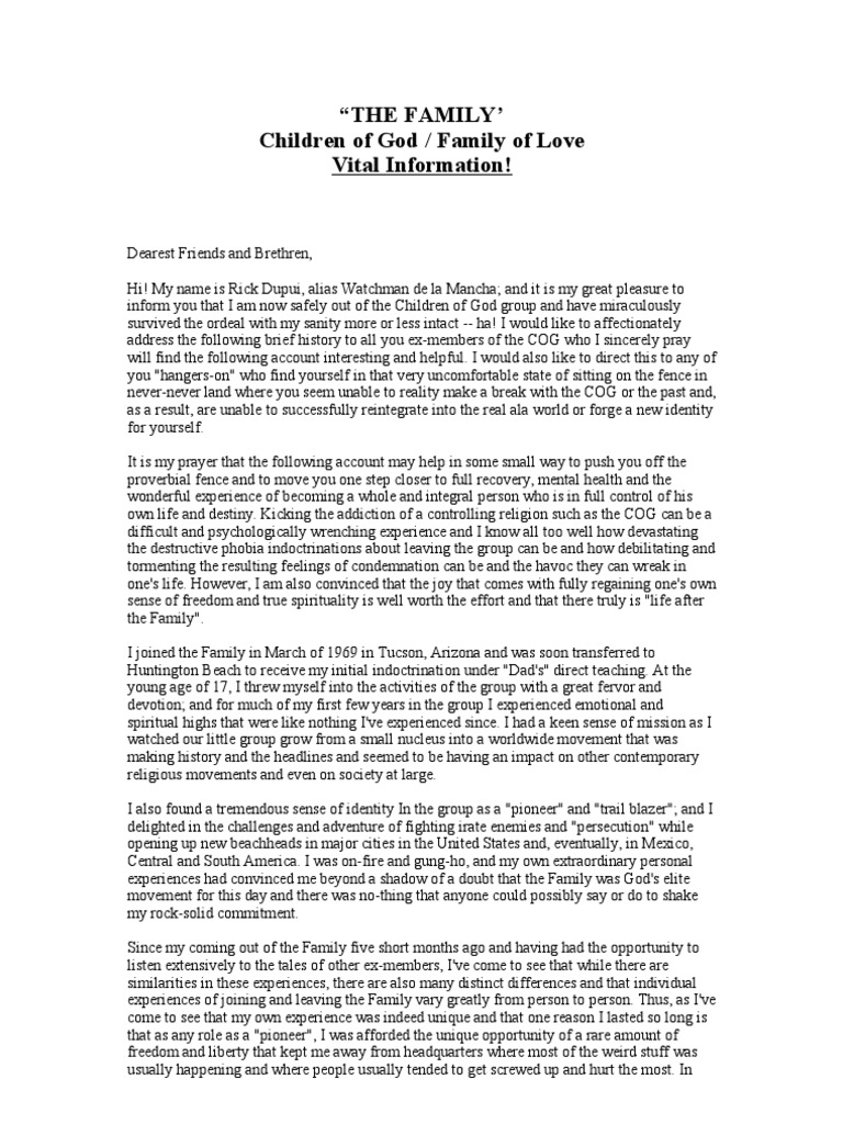 The Family - Children of God | PDF | Conscience | Faith