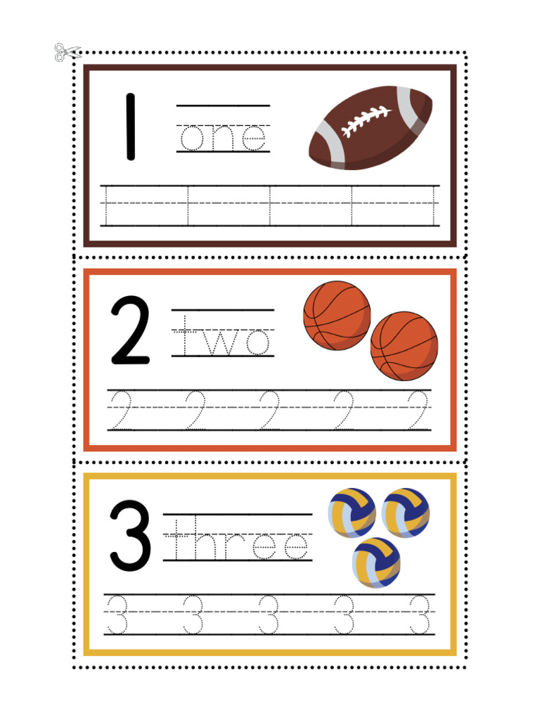 Tracing Numbers 1-10 Kindergarten Math Cards For Kids | PDF