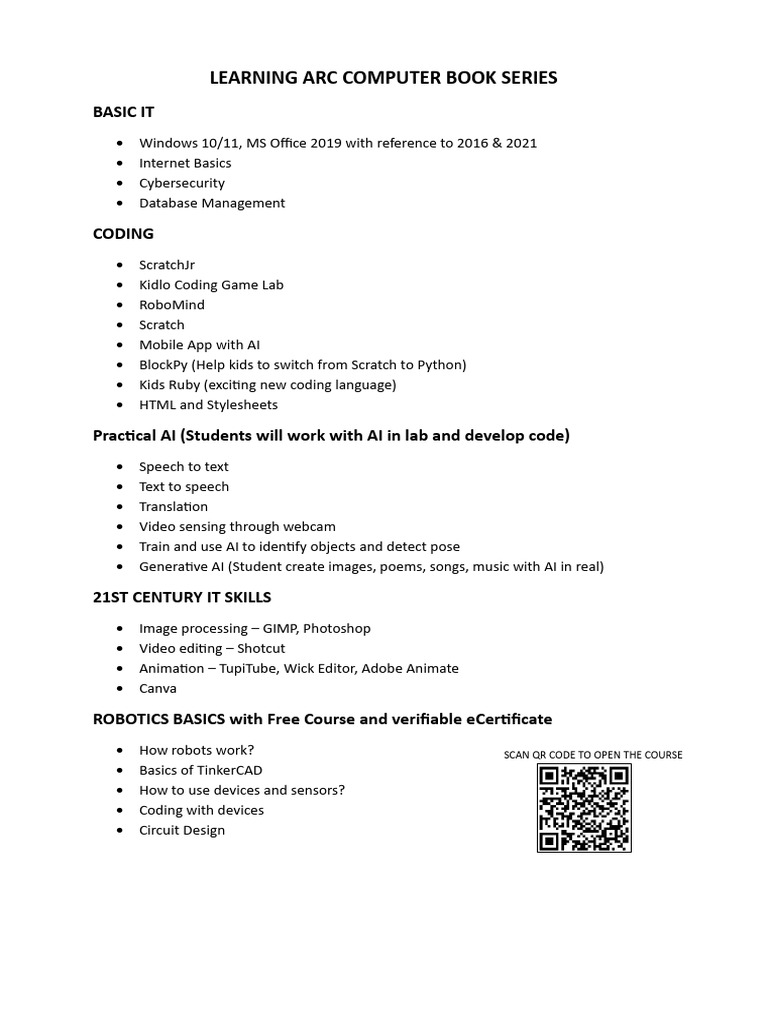 Learning Arc Computer Book Series Outline | PDF