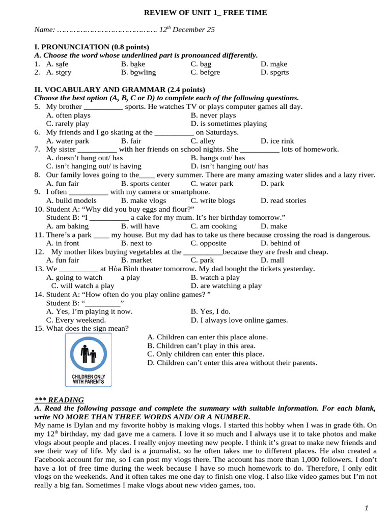 Unit 1 - Review | PDF