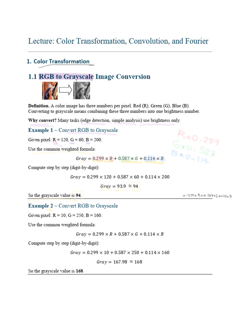 4 Color Transformation, Convolution, and Fourier | PDF | Image ...