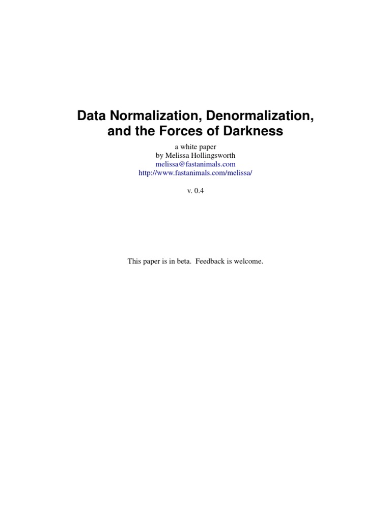 Normalization de Normalization White Paper | PDF | Databases | Computer ... Normalization de Normalization White Paper | PDF | Databases | Computer ...