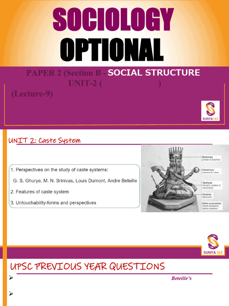 Sociology Unit 2 - The Caste System - Perspectives | PDF | Caste