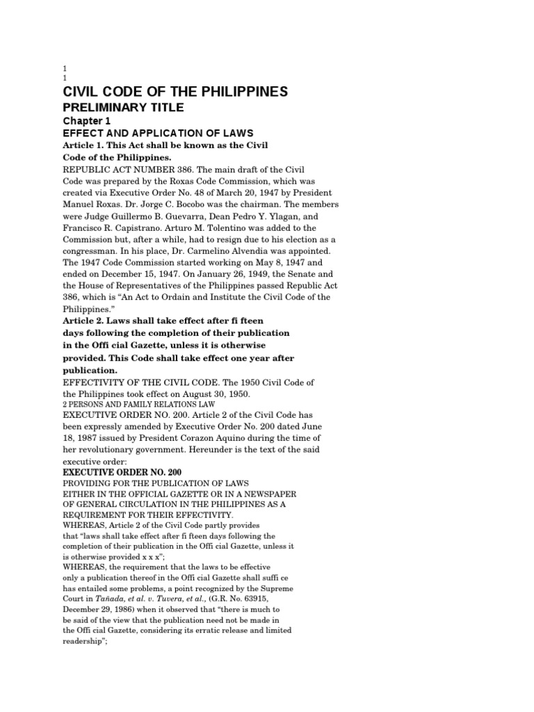 Civil Code of the Philippines Overview | PDF | Ex Post Facto Law | Repeal