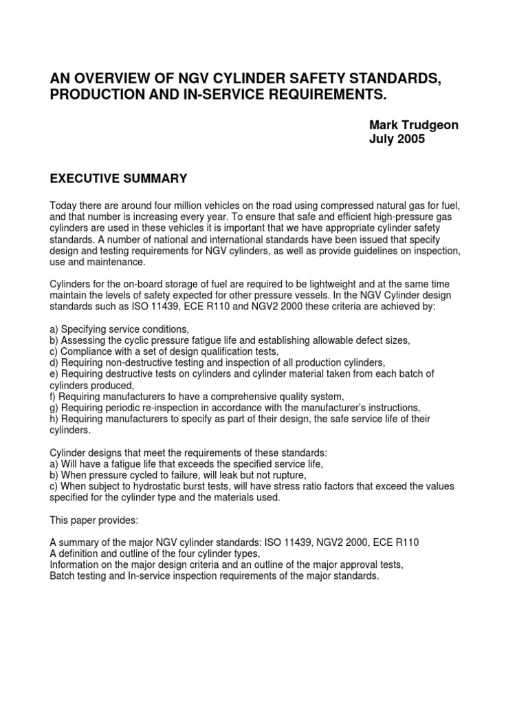 Overview of NGV Cylinder Safety Standards | PDF | Composite Material ...