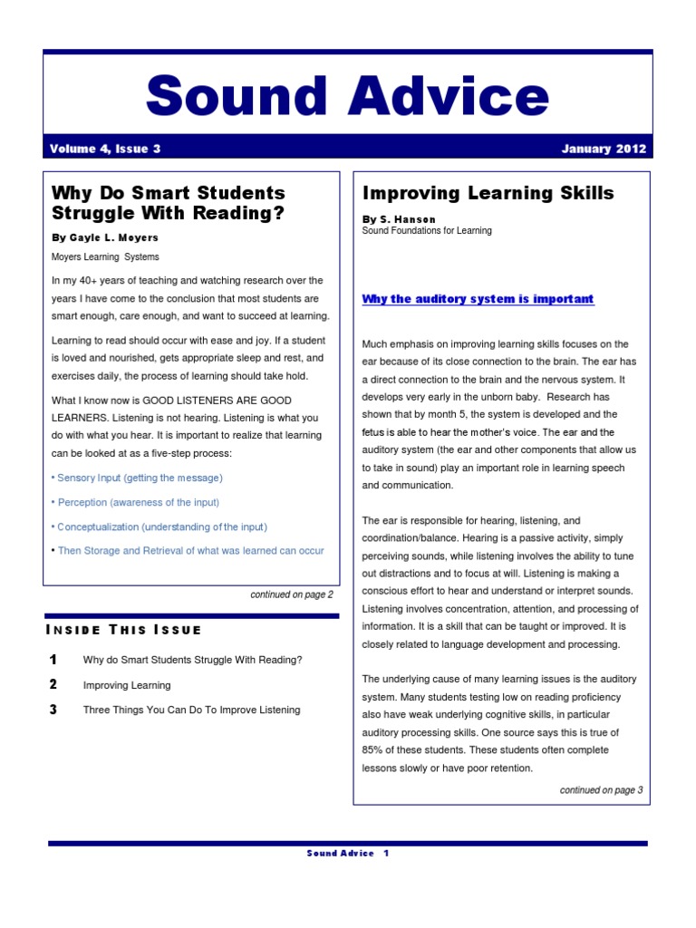 Sound Advice: Why Do Smart Students Struggle With Reading? Improving ...