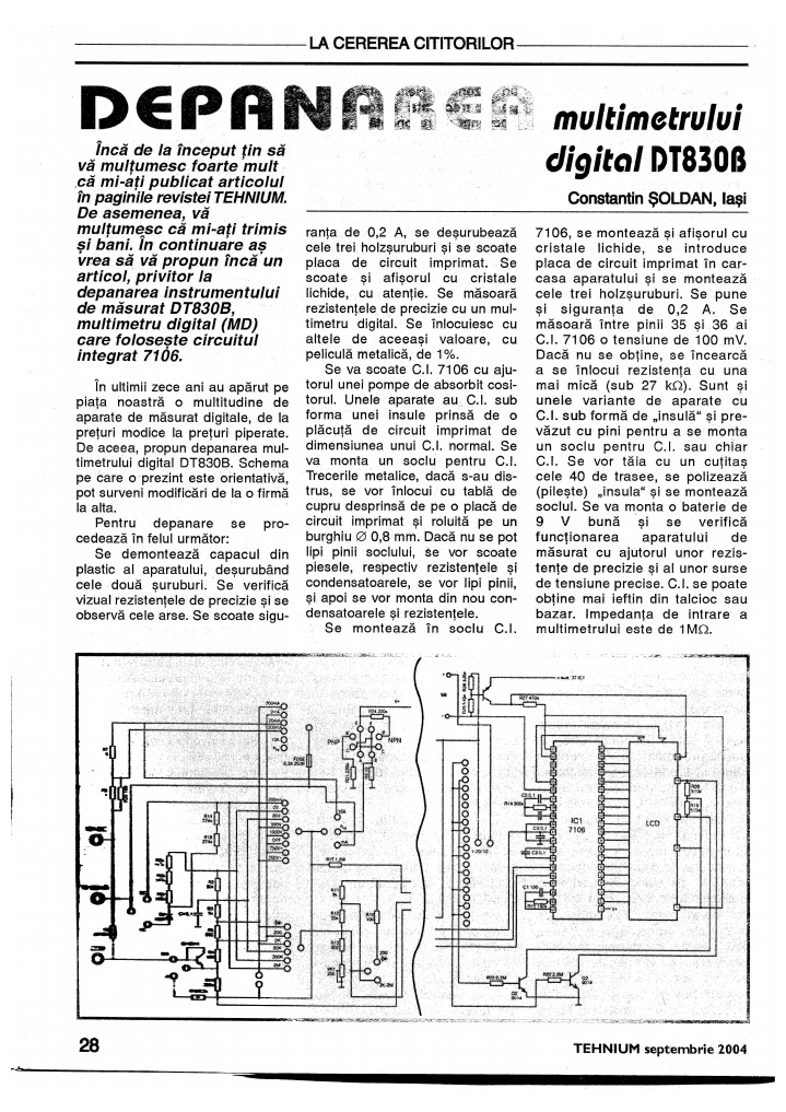 Depanare Multimetru DT830B | PDF