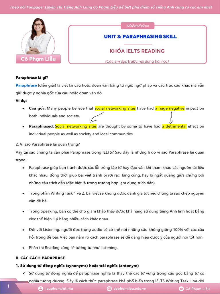 Students Unit 3 Paraphrasing Skills PDF | PDF