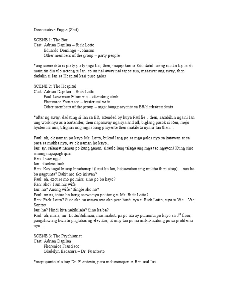 Dissociative Fugue (Play) | PDF