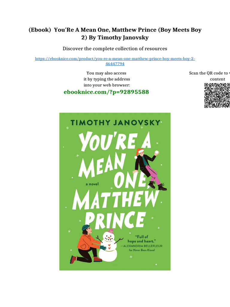 (Ebook) You're a Mean One, Matthew Prince (Boy Meets Boy 2) by Timothy ...