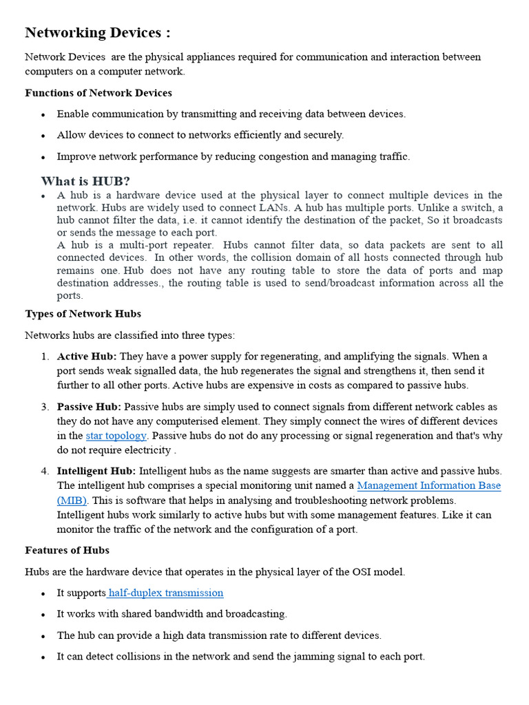 Networking Devices | PDF | Computer Network | Network Switch