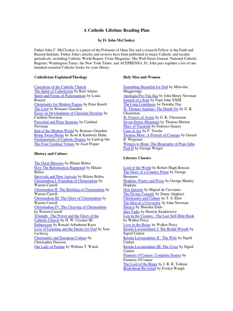 Essential Catholic Reading Guide | PDF