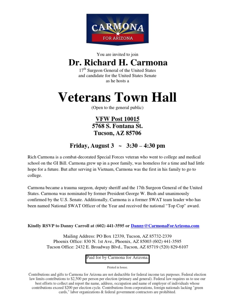 Carmona Veterans Town Hall Invitation | PDF