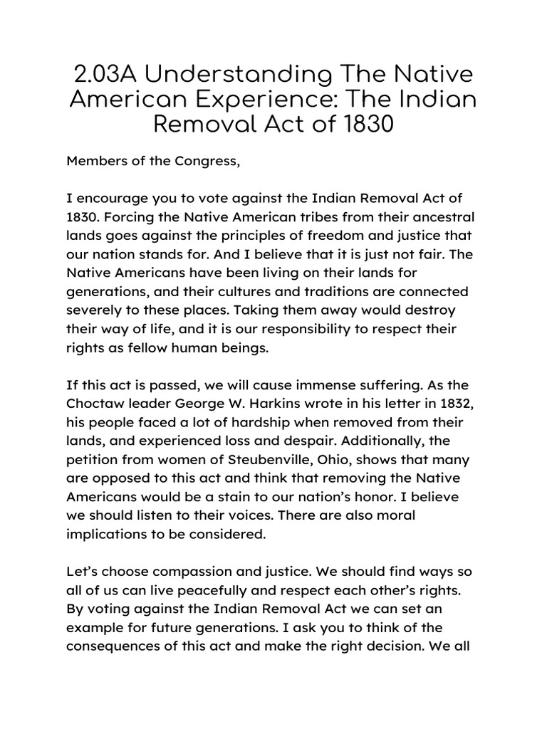 2.03A Understanding The Native American Experience - The Indian Removal ...