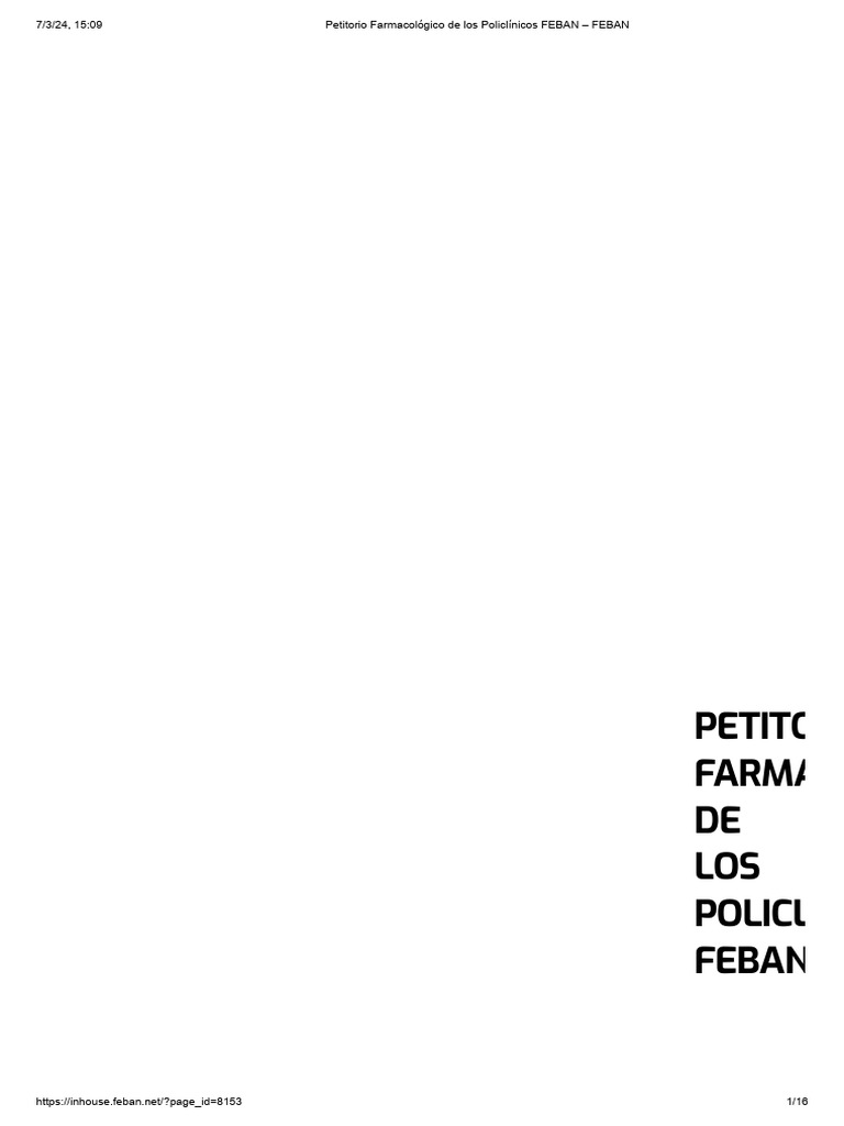 Petitorio Farmacológico de Los Policlínicos FEBAN (Descargado 2024 ...