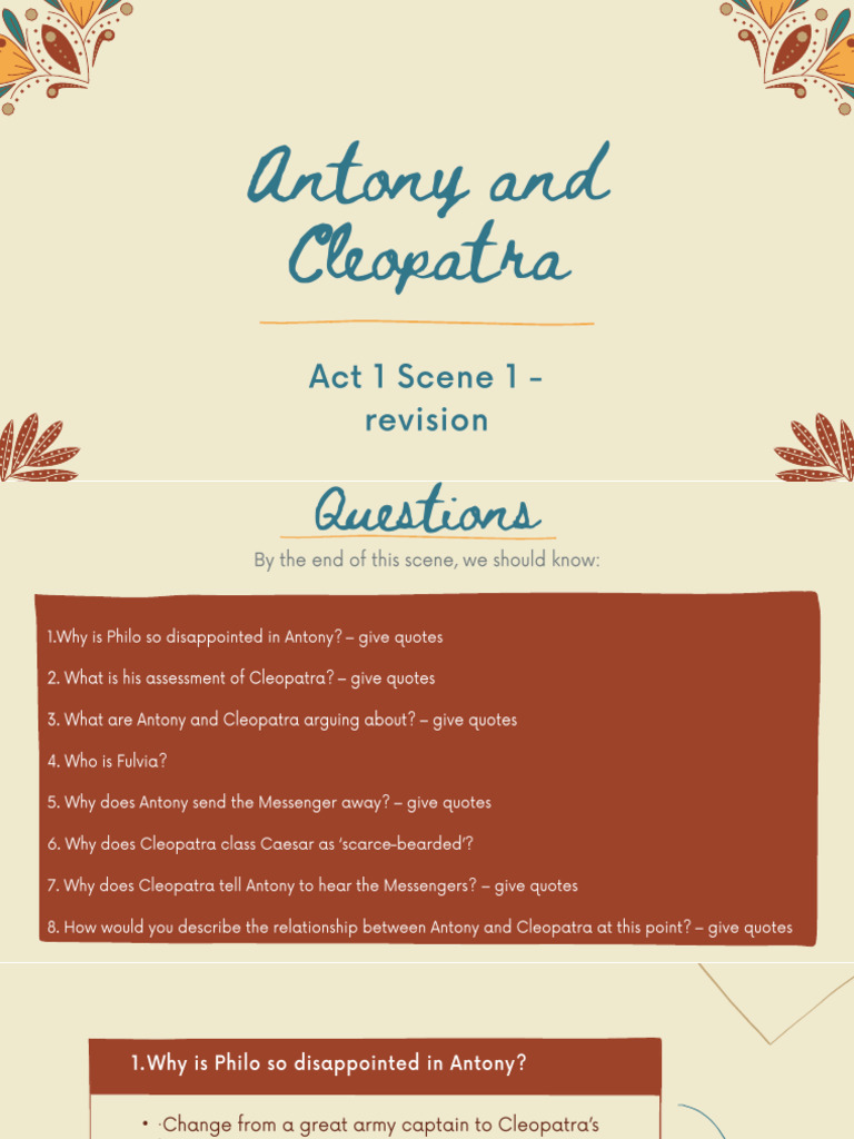 Ant and Cleo Act 1 Scene 1 Revision | PDF