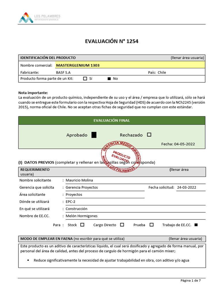 HDS Masterglenium 1303 | PDF | Residuos peligrosos | Residuos
