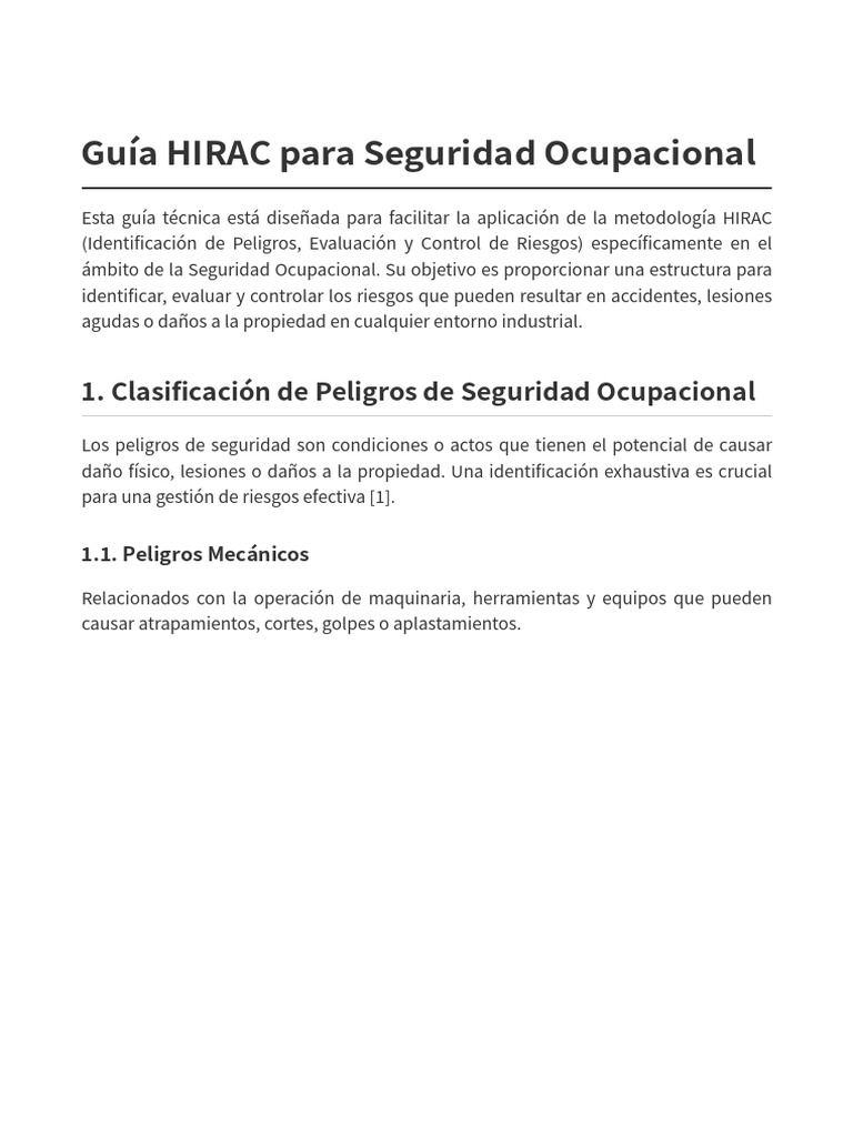 Guia HIRAC Seguridad Ocupacional | PDF | Evaluación de riesgos | Riesgo