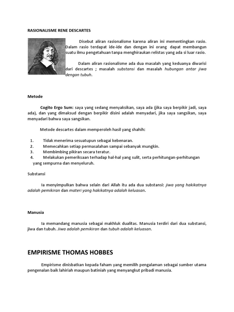 Rasionalisme Rene Descartes | PDF