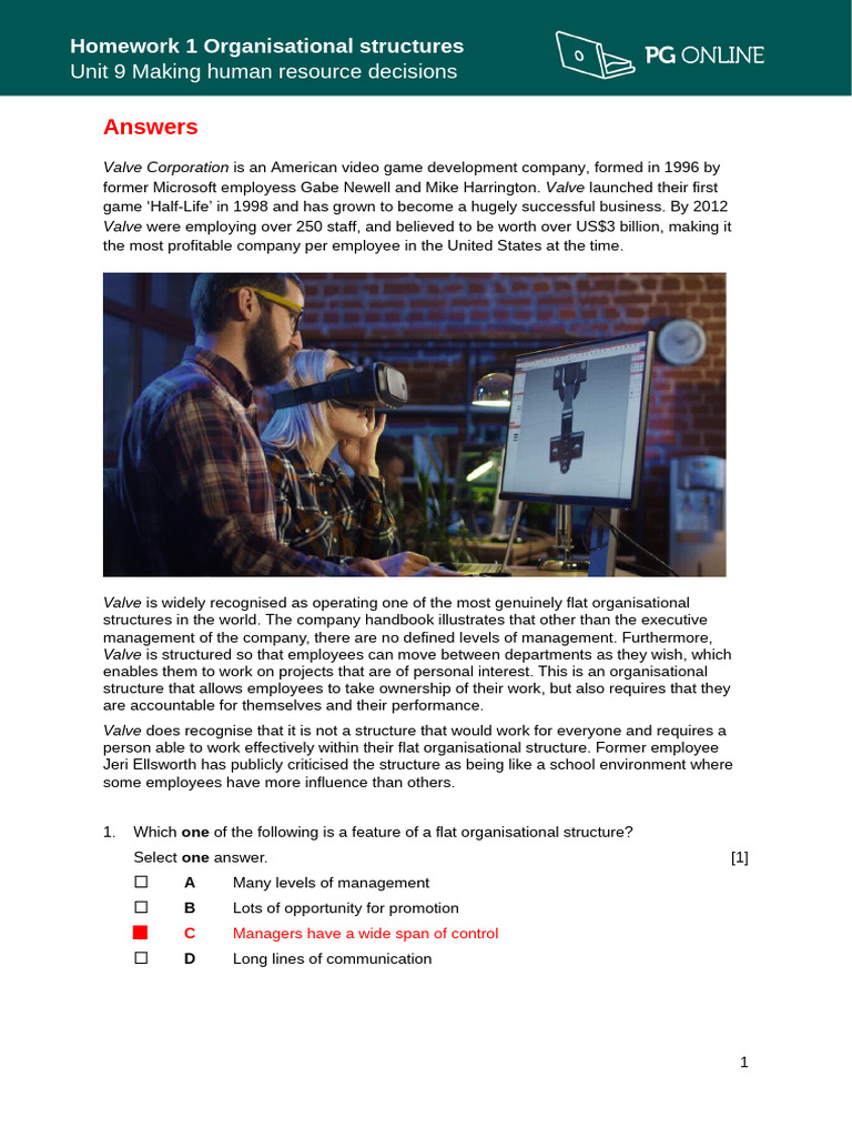 GCSE 2.5.1 Organisational Structures Worksheet Answers | PDF ...