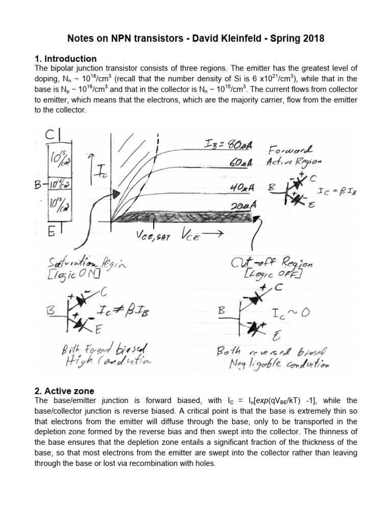 Notes On NPN Transistors | PDF | Bipolar Junction Transistor ...