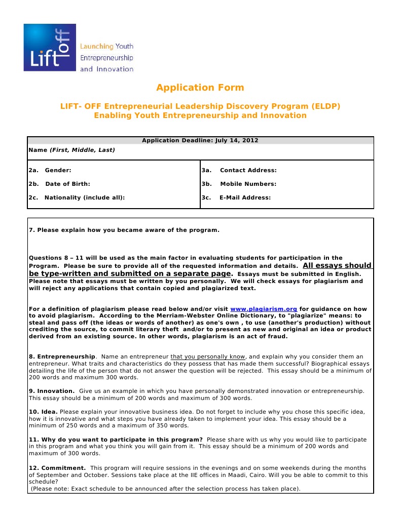 ELDP 3 Program Application | PDF | Entrepreneurship | Plagiarism