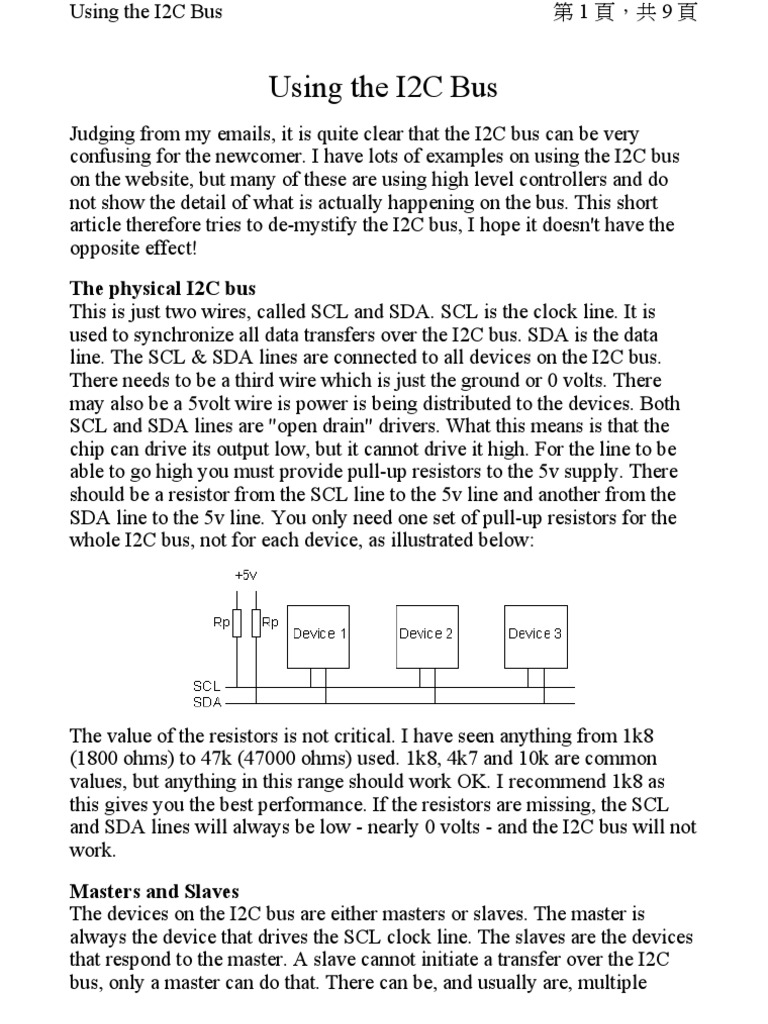 Using The I2C Bus | PDF | Telecommunications | Areas Of Computer Science