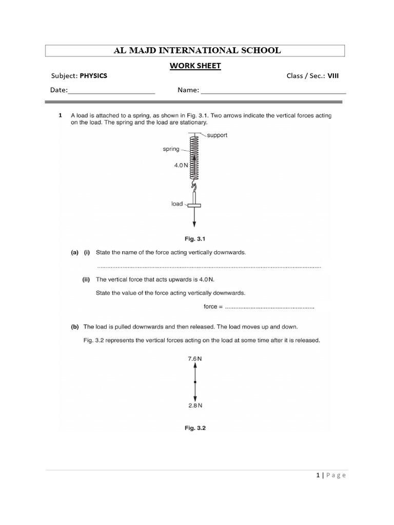 Physics Worksheet | PDF | Mass | Physics